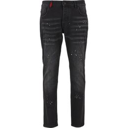 2Y Premium Herren Bequeme Jeans "2Y Premium 2Y HECTOR DESTROYED SLIM FIT JEANS", schwarz, Gr. 29, unifarben, 98% Baumwolle, 2% Elasthan, Jeans
