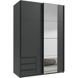 Schwebet&uuml;renschrank wimex, B:135cm H:198cm T:64cm, grau, Schr&auml;nke, "Emden moderner Kleiderschrank mit Spiegel und Schubladen", Schlafzimmer Schrank