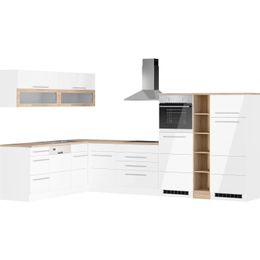 Winkelk&uuml;che KOCHSTATION, B:220cm H:200cm T:340cm, wei&szlig;, Komplettk&uuml;chen-Sets, "KS-Wien", Stellbreite 220 x 340 cm, wahlweise mit E-Ger&auml;ten