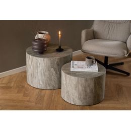 Couchtisch ACTONA GROUP, B:58cm H:40cm T:58cm, grau, Wohnzimmer, Tische, "Dice 2er Set - Steinoptik, modern & stilvoll, skandinavisches Design",