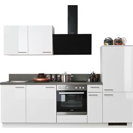 K&uuml;chenzeile KOCHSTATION, B:260cm T:60cm, wei&szlig;, Komplettk&uuml;chen-Sets, "KS-Scafa, mit h&ouml;henverstellbaren F&uuml;&szlig;en", vormontiert, wahlweise mit E-Ger&auml;ten,