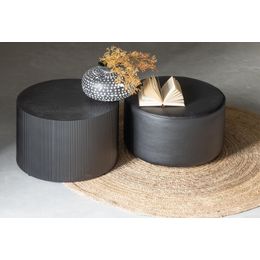 Beistelltisch Woood, B:60cm H:40cm T:45cm, schwarz, Wohnzimmer, Tische, "Sanne aus lackiertem MDF, rund und hohl &Oslash;60x40 cm", Tragkraft 20 kg,