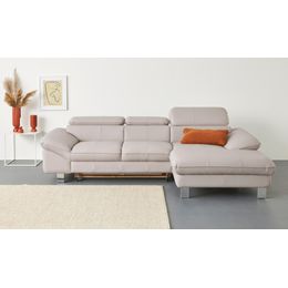 COTTA Ecksofa "Driver L-Form, B: 268 cm", B/H/T: 268cm x 73cm x 169cm, Leder BEEFY, Recamiere rechts,mit Kopfteilverstellung,mit Bettfunktion und
