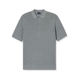 OLYMP Herren Poloshirt, grau, Gr. M, Strick, Obermaterial: 89% Baumwolle, 11% Polyamid, Shirts