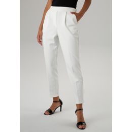 Damen Schlupfhose, wei&szlig;, Gr. 46, Aniston SELECTED, unifarben, Jersey, Obermaterial: 65% Polyester, 32% Viskose, 3% Elasthan, Hosen, mit Bundfalten