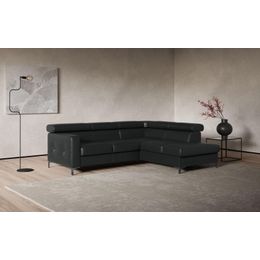 Ecksofa COTTA, B:239cm H:74cm T:207cm, schwarz, Microfaser Primabelle (100% Polyester);Die R&uuml;ckseite und die Liegefl&auml;che der Bettfunktion in