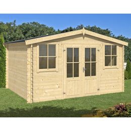 Gartenhaus Lasita Maja, beige, Massivholz, Gartenh&auml;user, "Dallas", Blockbohlenhaus 28mm