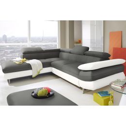 Ecksofa COTTA, B:262cm H:73cm T:228cm, wei&szlig;, Wohnzimmer, Sofas, "Solution L-Form", mit Arm- & Kopfteilverstellung, wahlweise mit Schlaffunktion