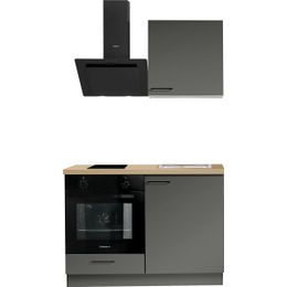 K&uuml;chenzeile KOCHSTATION, B:120cm H:207cm T:60cm, schwarz-wei&szlig;, Komplettk&uuml;chen-Sets, "KS-Solmera", Breite 120cm, vormontiert, inkl. Tisch, wahlweise