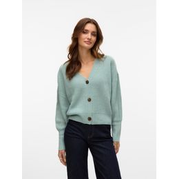 V&eacute;ro Moda VERO MODA Damen Strickjacke "VMLEA LS V-NECK CUFF CARDIGAN NOOS", grau, Gr. XS, unifarben, Strick, Obermaterial: 100% Polyacryl, Strickjacken,