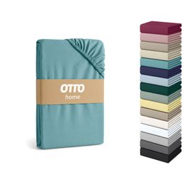 Spannbettlaken OTTO HOME, B:160cm L:200cm, blau, Jersey (145 g/m&sup2;), Obermaterial: 96% Baumwolle, 4% Elasthan, Bettlaken, "Cremona, Basic & Premium
