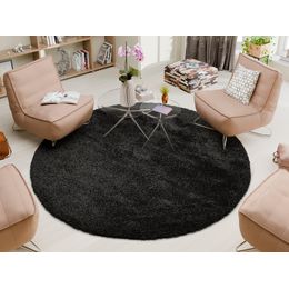 Hochflor-Teppich, H:45mm &Oslash;:160cm, schwarz, OCI DIE TEPPICHMARKE, Obermaterial: 100% Polypropylen, Teppiche, "MONTIS", uni, Langflor, Shaggy, auch in