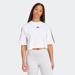 Damen T-Shirt "ESSENTIALS 3-STREIFEN COTTON LOOSE", schwarz-wei&szlig;, Gr. XXL, adidas Sportswear, Obermaterial: 100% Baumwolle, Shirts, mit