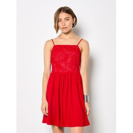 Apricot Damen Minikleid "Mini-Kleid mit Cami-Tr&auml;ger und Wimpernstickerei", rot, Gr. 38, gemustert, gewebt, Obermaterial: 85% Viskose CV. 12% Leinen