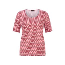 GOLDNER Damen Kurzarmshirt "Kurzgr&ouml;&szlig;e Jersey-Shirt mit Minimal-Rautenmuster", rot, Modisch, Gr. 21, Obermaterial: 95% Viskose CV. 5% Elasthan EL.,