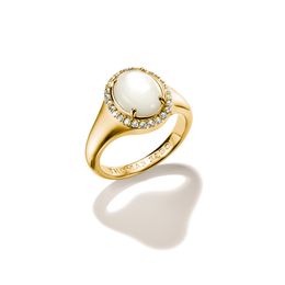 Thomas Sabo Damen Fingerring "Fluid Elegance Cocktailring", 54, Metall, gold, Metall, Fingerringe, mit Zirkonia (synth.) - mit Perlmutt
