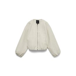 V&eacute;ro Moda VERO MODA Damen Kurzjacke "VMCHLOE LS BOMBER JACKET NOOS", beige, Gr. XS, meliert, Web, Obermaterial: 90% Polyester, 10% Viskose, Jacken, Materialmix