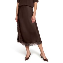 Zero Damen Midirock "Damen mit Spitze"chocolate plum, Gr. 44, Satin, Obermaterial: 100% Polyester, R&ouml;cke, Spitze