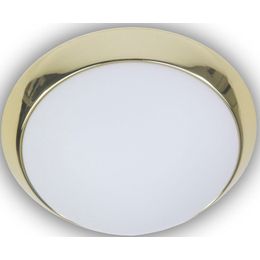 Niermann Deckenleuchte "Opal matt, Dekorring Messing poliert", 1, &Oslash; 35cm, 1 Stk., gold, Wohnzimmer, Leuchten