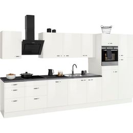 K&uuml;chenzeile Optifit, B:400cm H:211,8cm T:60cm, wei&szlig;, Komplettk&uuml;chen-Sets, "Cara mit Hanseatic E-Ger&auml;ten", Breite 400 cm, Induktionskochfeld,
