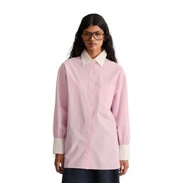 Marc O'Polo Damen Langarmbluse "aus Papertouch Popeline", rosa, Gr. XXS, MARC O'POLO DENIM, gestreift, Obermaterial: 100% Baumwolle, Blusen