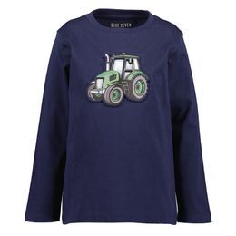 Blue Seven Jungen Langarmshirt, blau, Gr. 98, bedruckt, unifarben, Single Jersey, Obermaterial: 100% Baumwolle, Shirts, Baumwolle, Pr&auml;gedruck