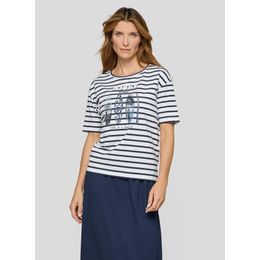 Rabe Damen Print-Shirt "T-Shirt", wei&szlig;, Gr. 50, geringelt, 95%Baumwolle, 5%Elasthan, Shirts