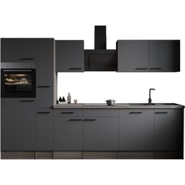 K&uuml;chenzeile respekta, B:310cm H:205cm T:60cm, schwarz, Komplettk&uuml;chen-Sets, "Oliver", Breite 310 cm, 90 cm Arbeitsh&ouml;he, in exklusiver Konfiguration