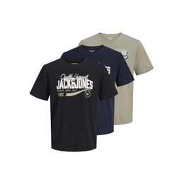 Jack & Jones JACK & JONES Herren T-Shirt "JJELOGO TEE SS O-NECK 2 COL AW26 3PK MP", bunt, Gr. L, Jersey, Obermaterial: 100% Baumwolle, Shirts, aus Baumwolle, mit