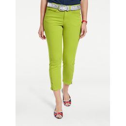 Heine Damen 3/4-Hose, gr&uuml;n, Gr. 21, unifarben, 98% Baumwolle, 2% Elasthan, Miedereinsatz:15% Elasthan, 85% Polyamid, Hosen