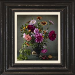 Leinwandbild queence, B:40cm H:40cm T:2cm, bunt, Canvas, Holzrahmen, Wohnzimmer, Bilder, "Blumen", Premium-Leinwandstoff, Handarbeit aus Deutschland,
