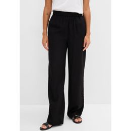 bonprix Damen Schlupfhose, schwarz, Gr. 36, Web, Obermaterial: 100% Viskose, Hosen, aus Viskose, leichtes Material, weite Beine, lockere Passform