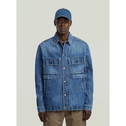 G-Star Raw G-STAR Herren Langarmshirt "Mosa Overshirt", blau, Gr. L, Obermaterial: 50% Baumwolle, 30% Baumwolle, 20% Baumwolle, Shirts