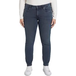 Tom Tailor PLUS Damen Slim-fit-Jeans, blau, Gr. 46, unifarben, Denim/Jeans, Obermaterial: 91% Baumwolle, 7% Polyester, 2% Elasthan, Jeans