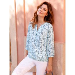 Inspirationen Damen Schlupfbluse, blau, Gr. 38, bedruckt, gemustert, mehrfarbig, 100% Viskose, Blusen