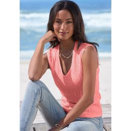 Lascana Damen Kurzarmshirt, Orange, Gr. 32/34, Shirts, Material: Polyester