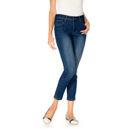 Damen R&ouml;hrenjeans, blau, Gr. 36, Linea Tesini BY HEINE, unifarben, 76% Baumwolle, 16% Polyester, 7% Viskose, 1% Elasthan, Miedereinsatz:15% Elasthan,