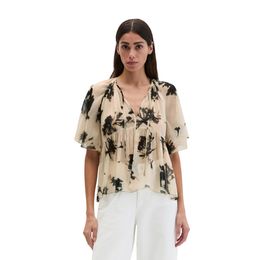 Marc O'Polo MARC O'POLO Damen Kurzarmbluse "aus Crinkle-Viskose", beige, Gr. 34, bedruckt, Obermaterial: 100% Viskose, Blusen