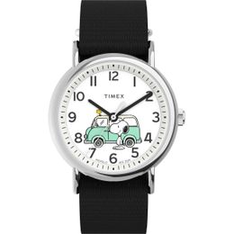 Timex Damen Quarzuhr "PEANUTS WEEKENDER", schwarz, Armbanduhren, Armbanduhr, Damenuhr,Textilarmband,analog