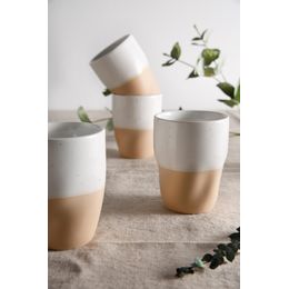my home Becher "Trinkbecher, modernes Geschirr-Set Bruddesta, 4er Set", &Oslash; 8cm x 11cm, 300ml, 4 Stk., wei&szlig;, Trinkgef&auml;&szlig;e, hohe Haltbarkeit,