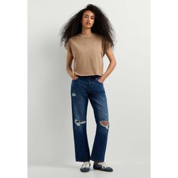 Pepe Jeans Damen Boyfriend-Jeans "boyfriend jeans BOYFRIEND JEANS MW CRAFT"classic mid blau damage, Gr. 30, 100% Baumwolle, Jeans