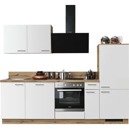K&uuml;chenzeile KOCHSTATION, B:260cm T:60cm, wei&szlig;, Komplettk&uuml;chen-Sets, "KS-Scafa, mit h&ouml;henverstellbaren F&uuml;&szlig;en, vormontiert, mit", Soft-Close, wahl. mit