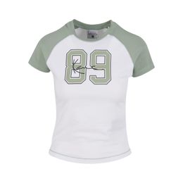 Karl Kani Damen T-Shirt "Karl Kani Signature Print Tiny Raglan T-Shirt", gr&uuml;n, Gr. S, bedruckt, 95% Baumwolle, 5% Elasthan, Shirts