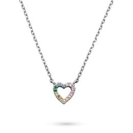 s.Oliver Kette mit Anh&auml;nger "Rainbow Heart, Herz", Silber 925 (Sterlingsilber), L: 36 B: 1mmsilberfarben, rosa, blau, gr&uuml;n, gelb, orange, Silber 925