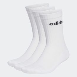 Damen Sportsocken "LINEAR CREW CUSHIONED, 3 PAAR", adidas Sportswear, Gr. S, schwarz-wei&szlig;, Obermaterial: 73% Baumwolle, 24% Polyester, 2% Elasthan,