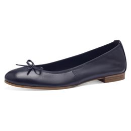 Tamaris Damen Ballerina, Gr. 40, blau, Leder, unifarben, Schuhe, Flats, Slipper, Businessschuh mit dekorativer Schleife