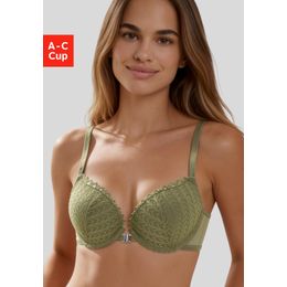 s.Oliver Damen Push-up-BH "Lilou", Gr. 80, gr&uuml;n, Spitze, Obermaterial: 60% Polyamid, 35% Polyester, 5% Elasthan, BHs, mit praktischem