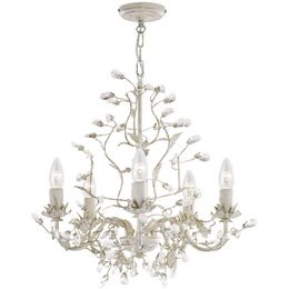 Searchlight Kronleuchter "H&auml;ngeleuchte Almandite, 5-flammig", 5, &Oslash; 50cm H: 48cm, 1 Stk., wei&szlig;, Wohnzimmer, Leuchten, Barock-Ambiente
