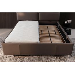 Polsterbett Home Affaire, B:186cm H:108cm L:236cm, braun, 100% Leder, Betten, "Cozy Town", inkl. 7-fache Einlegetiefenverstellung &