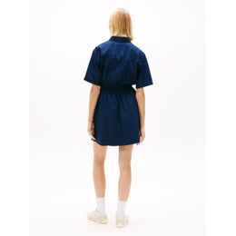 Tommy Jeans Damen Hemdblusenkleid "TJW MINI STRIPE SHIRT DRESS"schwarz night navy, Gr. XS, unifarben, Popeline, Obermaterial: 100% Baumwolle,